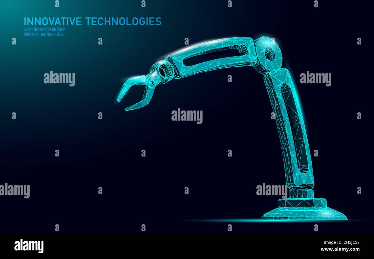 Robot arm low poly manipulator. Part construct assembly triangle shape ...