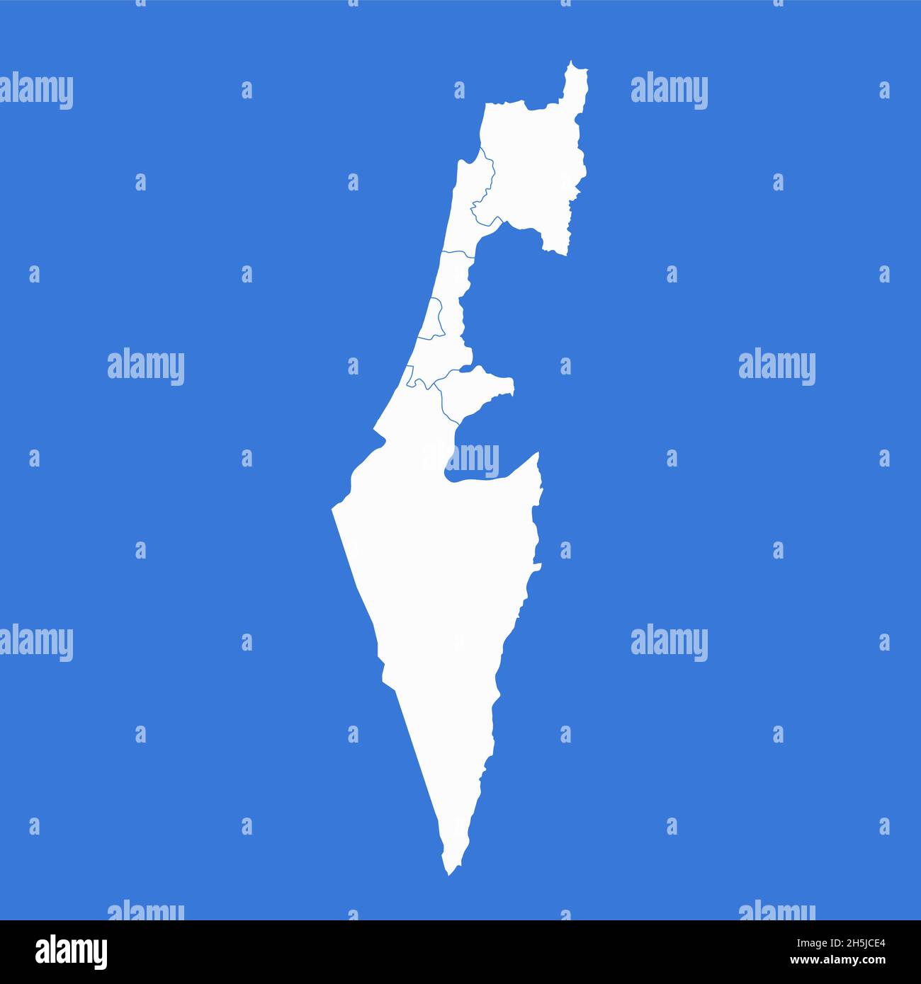 Israel map, administrative divisions, blue background, blank Stock ...