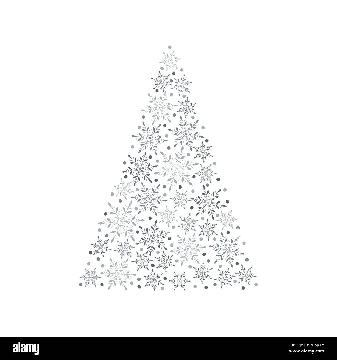 Christmas tree decorated with snowflakes. Isolated on white background ...