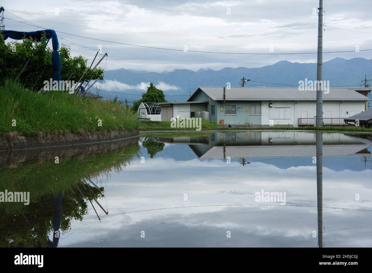 iida, nagano, japan 2021-30-10 , view of rice fields at Iida city in ...