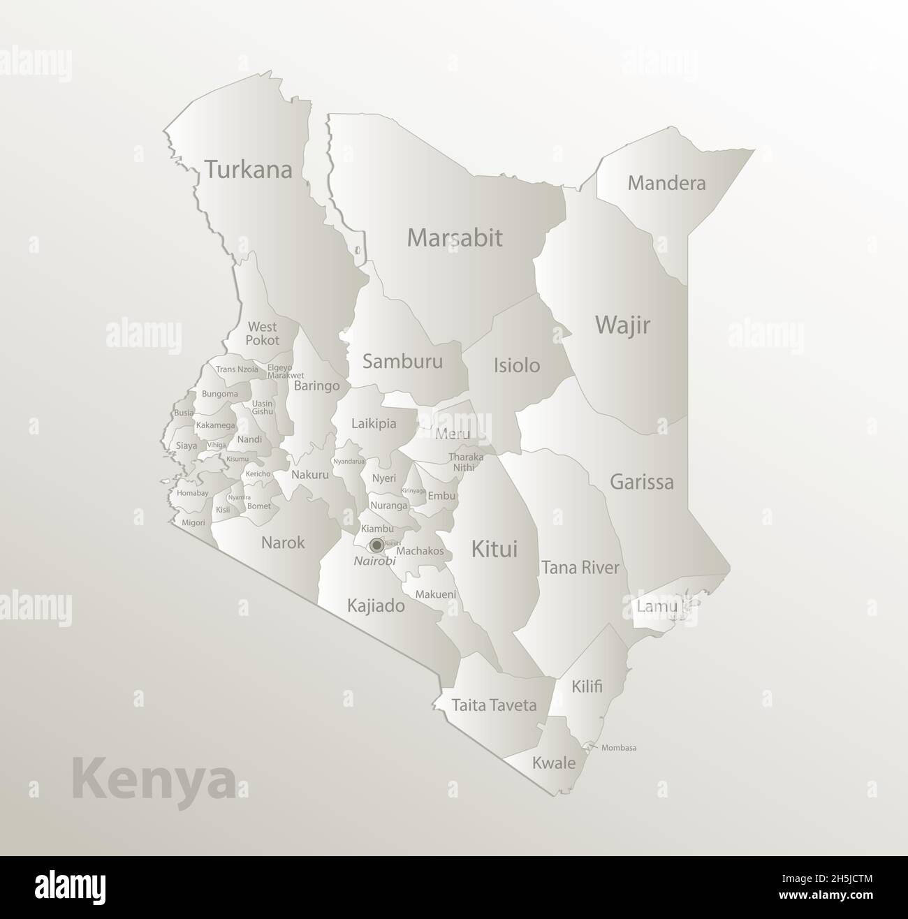Kenya map, administrative division, separates regions and names ...