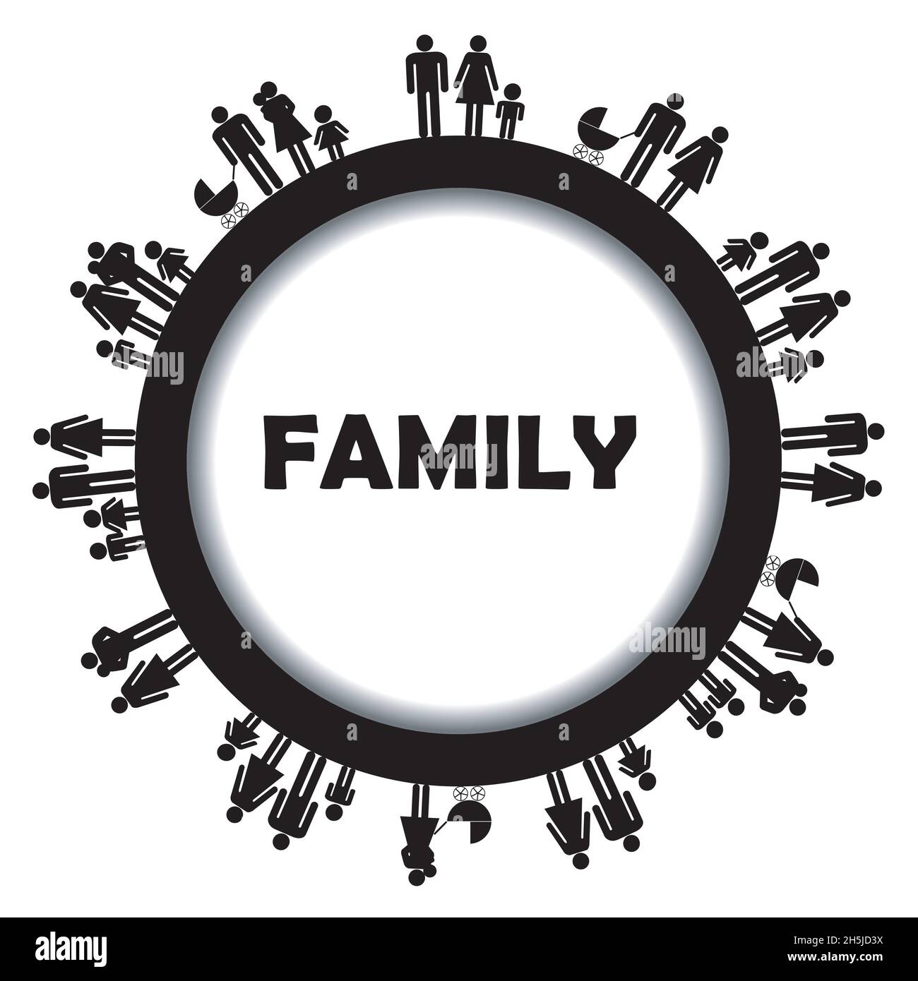 Round frame with family simbols Stock Vector Image & Art - Alamy