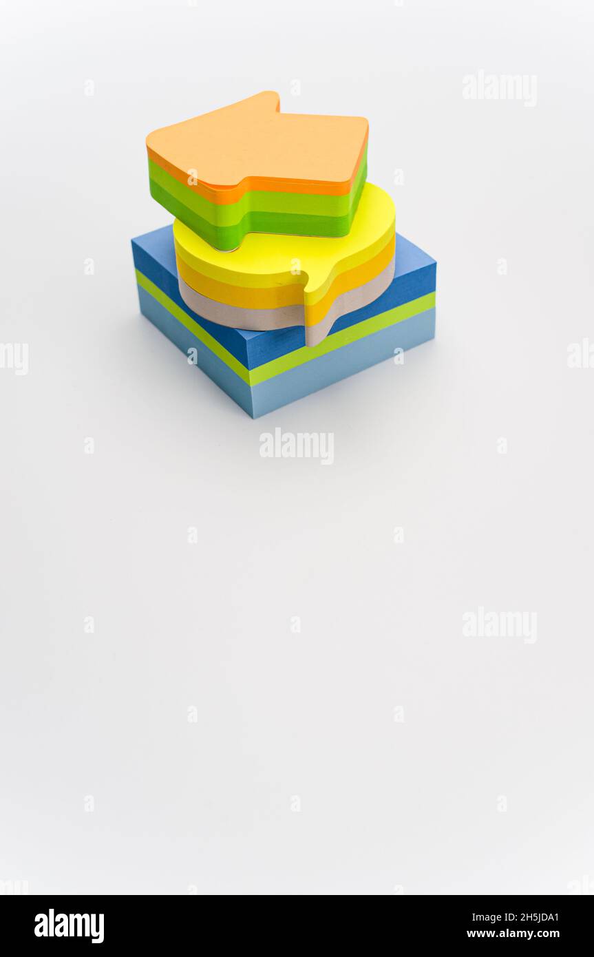 blank and colorful sticky note sheets on a white background Stock Photo ...