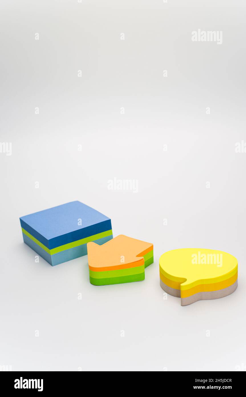 blank and colorful sticky note sheets on a white background Stock Photo ...