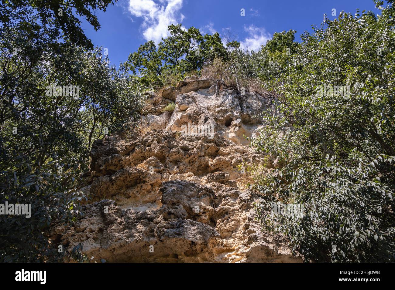 Cliff with Aladzha Monastery medieval Orthodox Christian cave monastery ...