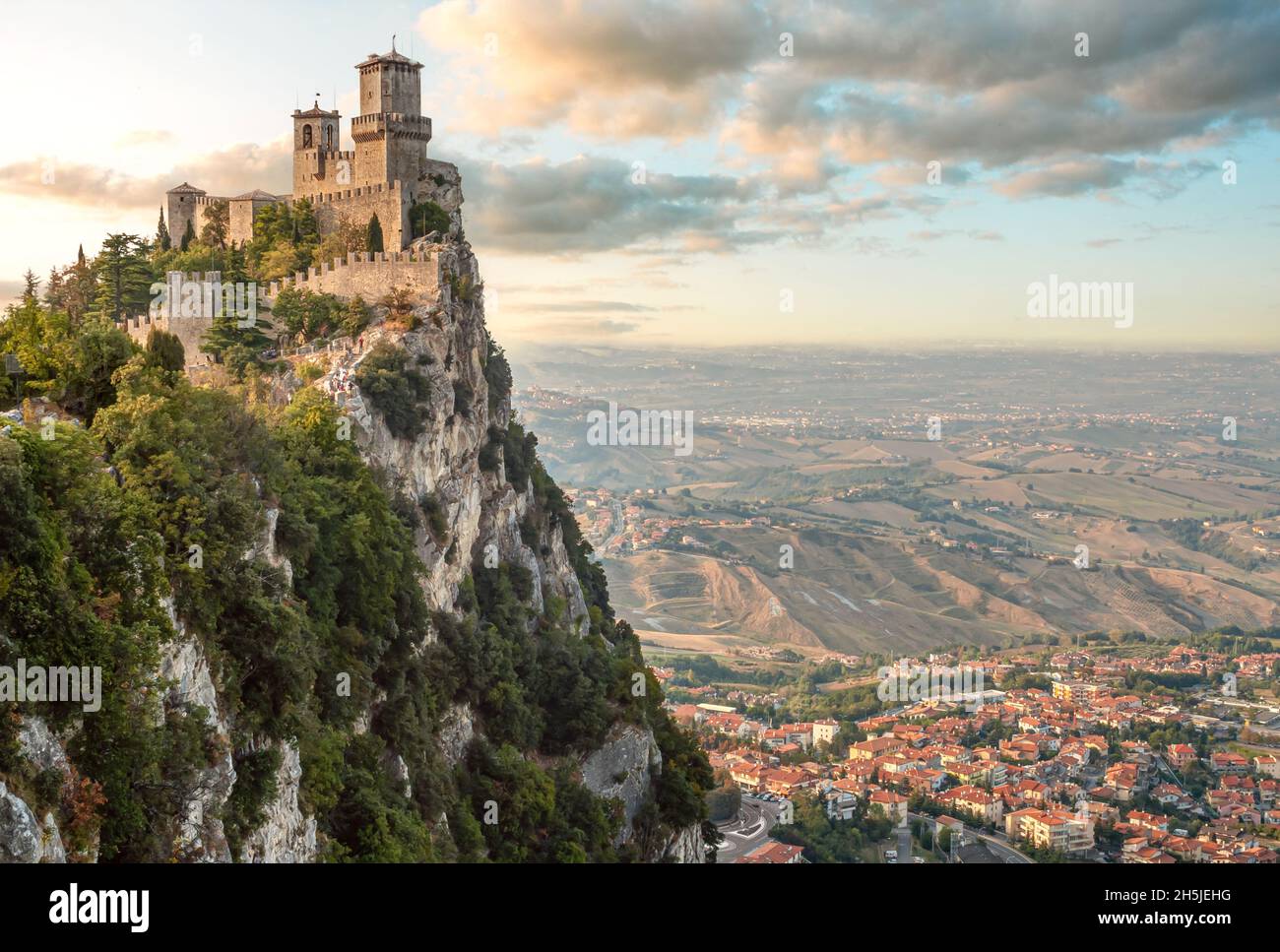 La Guaita Tower, the oldest of the three towers at the summit of Monte ...