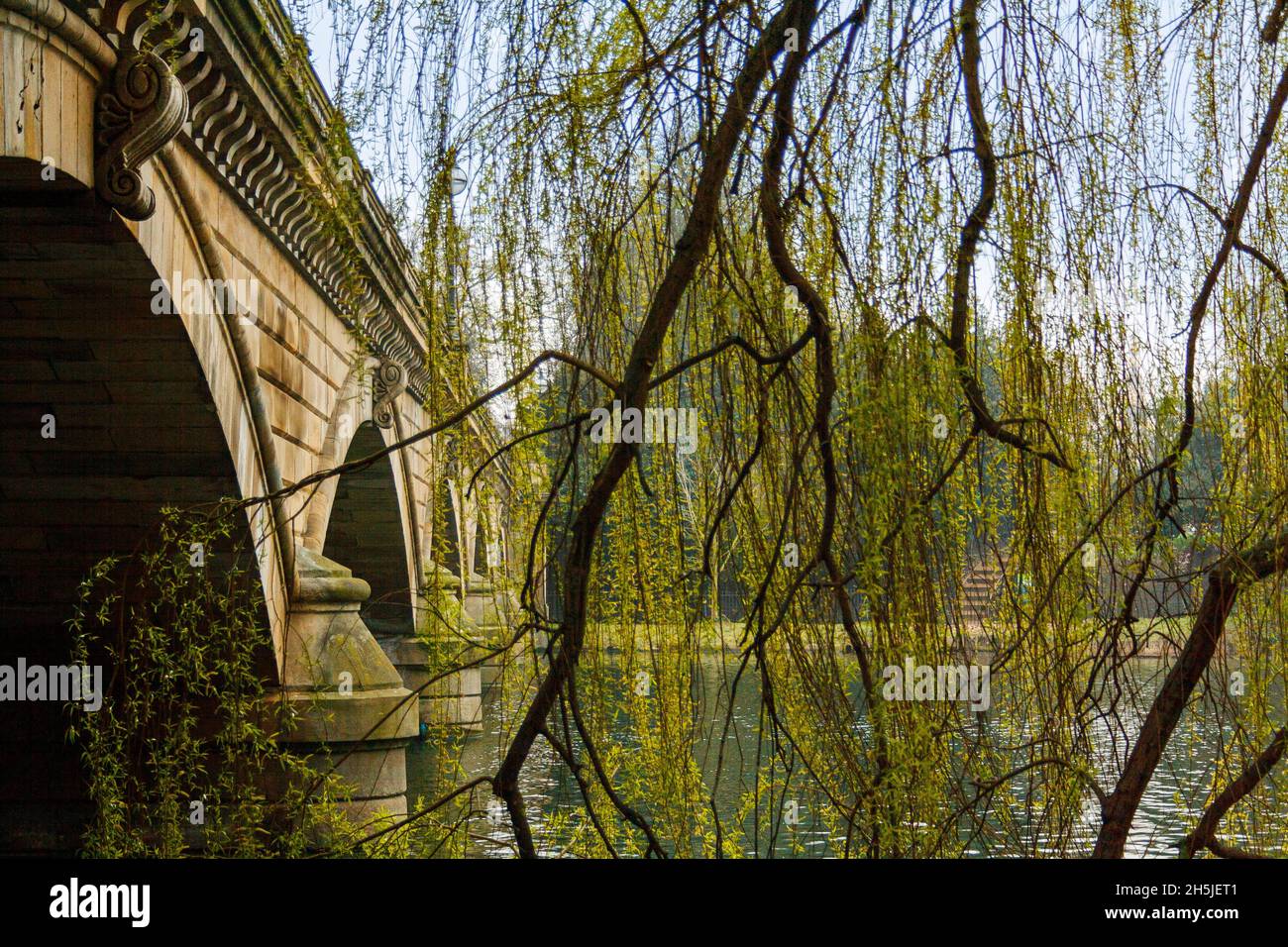 London, United Kingdom; March 15th 2011: Bridge across Hyde Park Lake ...