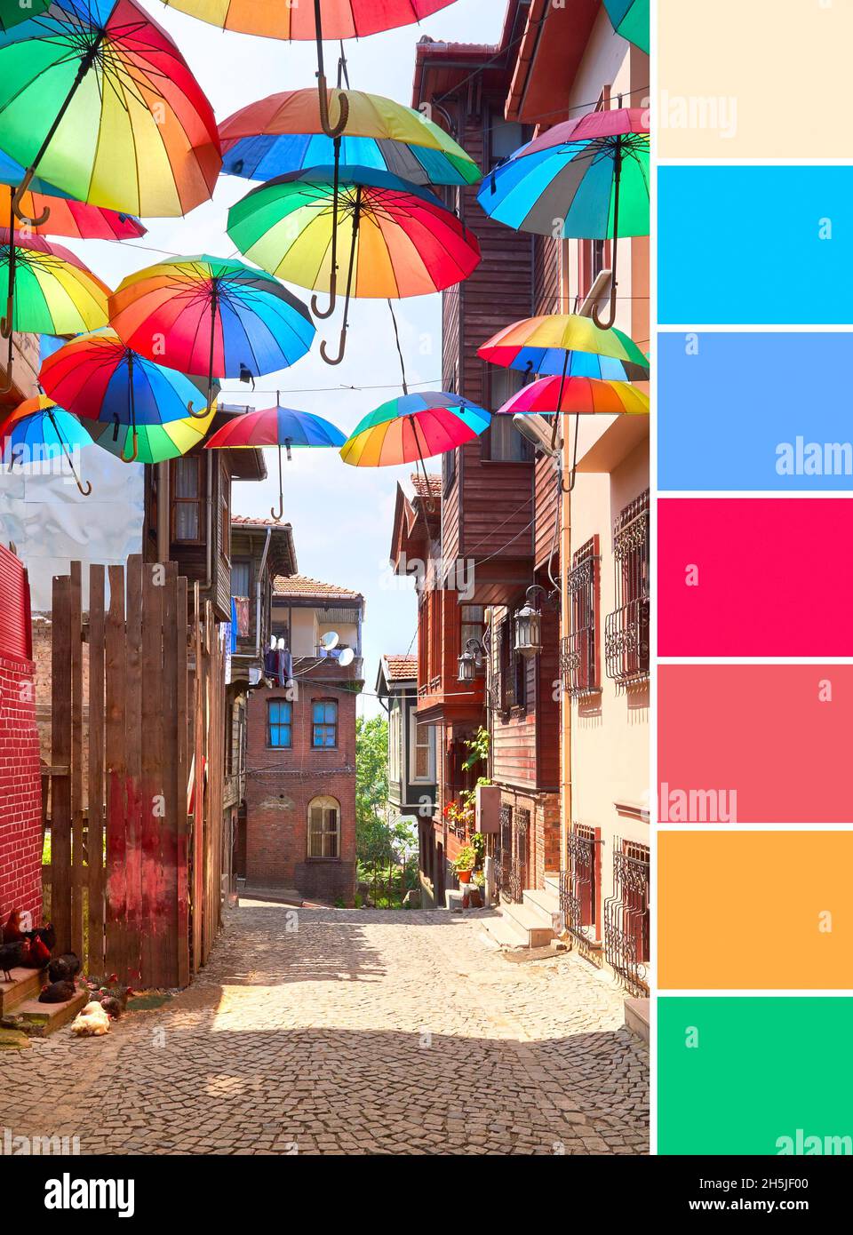 Color matching rainbow palette from image of rainbow umbrellas on ...