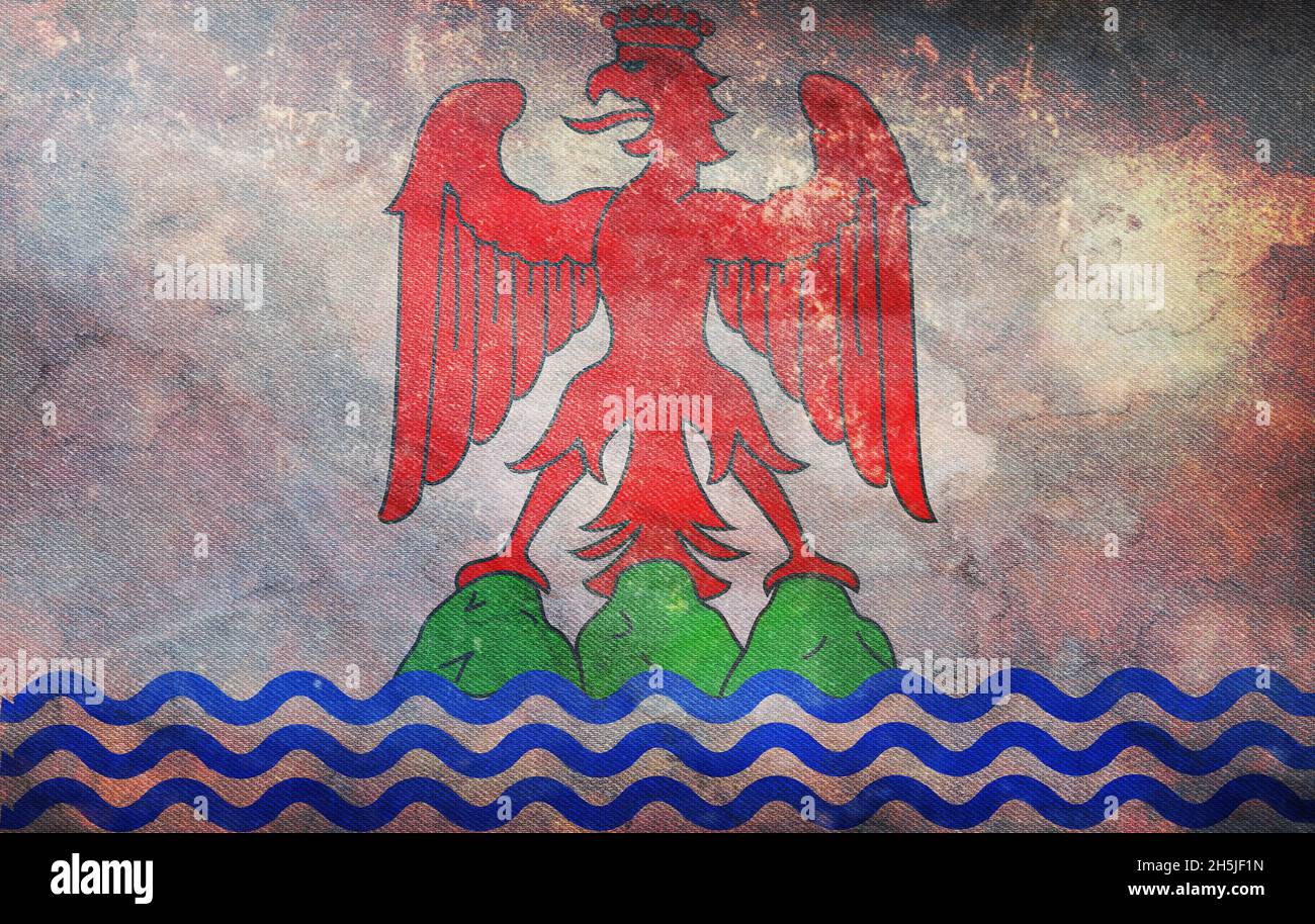 Top view of retroflag County of Nice, France with grunge texture ...