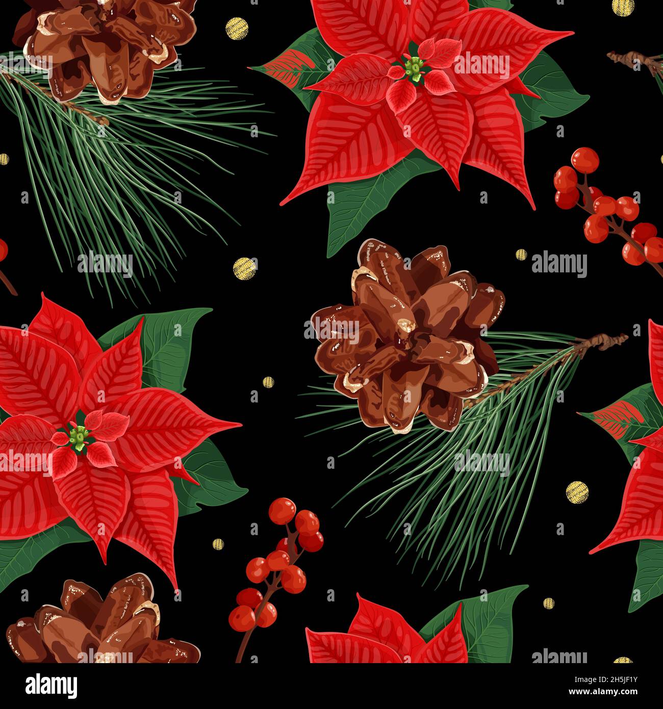 Golden background pattern poinsettia Stock Vector Images - Alamy