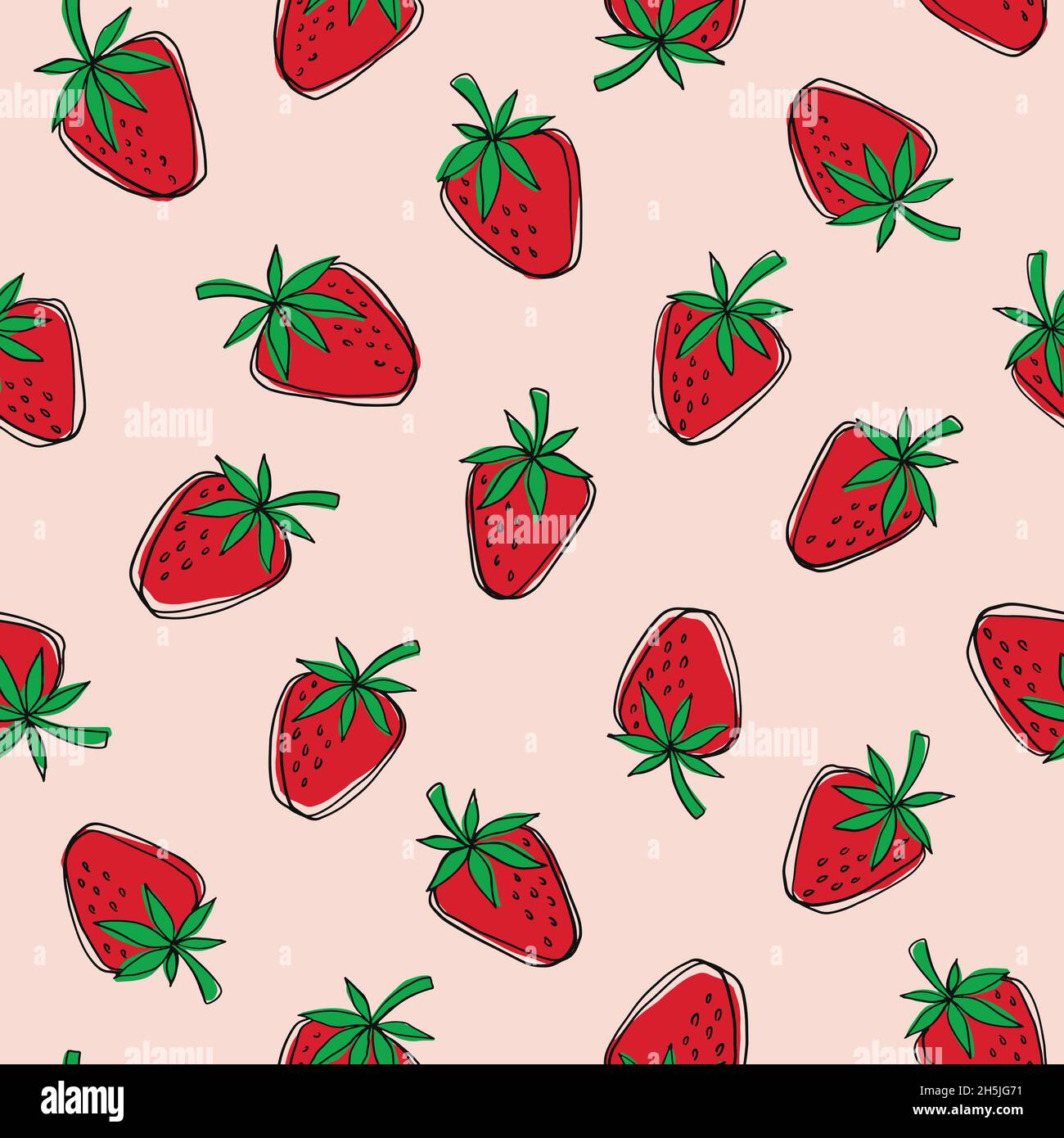 Strawberry doodle seamless pattern. Digital Illustration Background ...