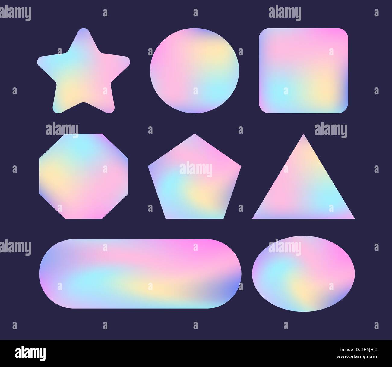 Holographic stickers. Blank rainbow shiny emblems. Vector stock ...