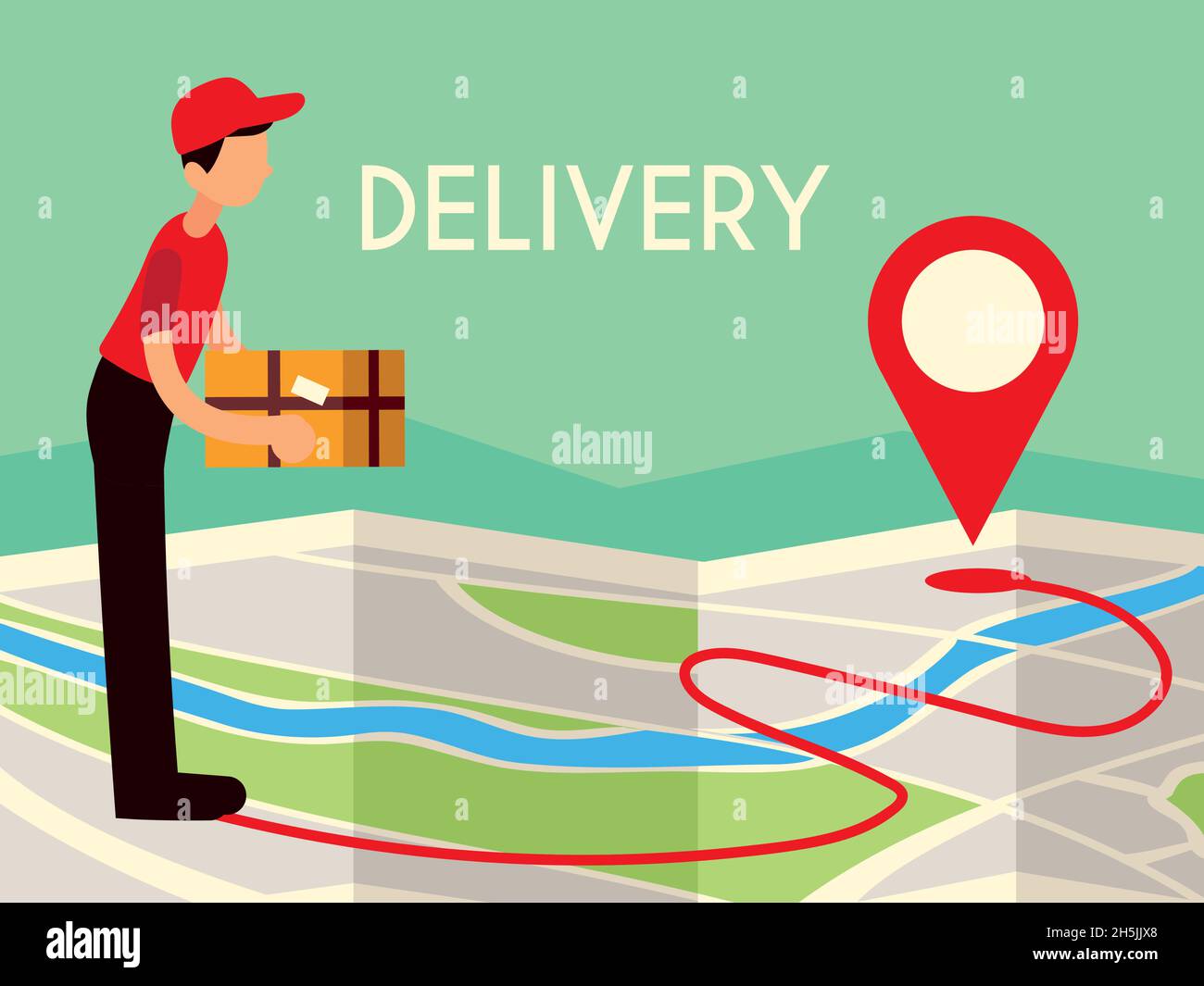 delivery man on map Stock Vector Image & Art - Alamy