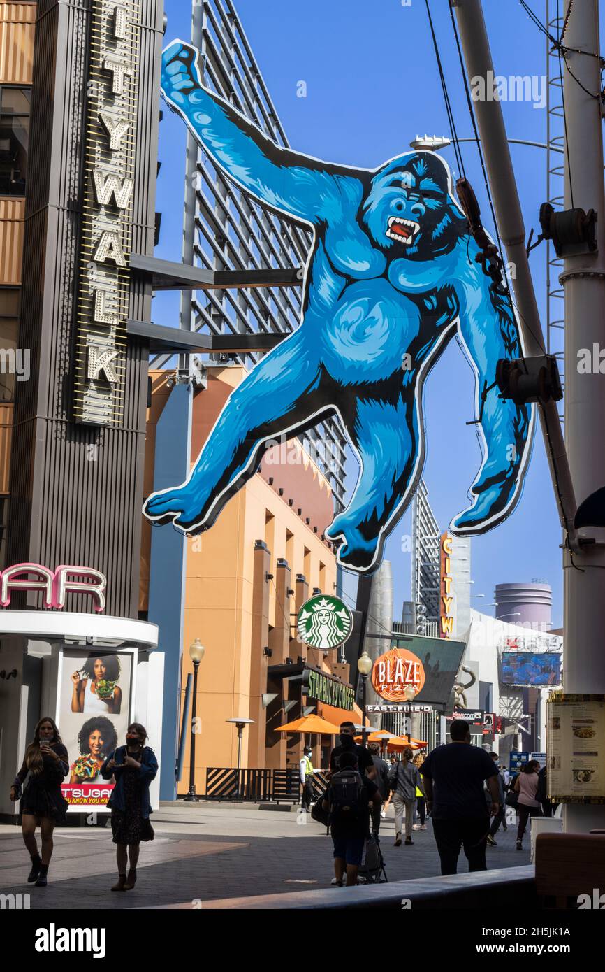 Neon gorilla sign Universal City Walk, Hollywood, California Stock ...