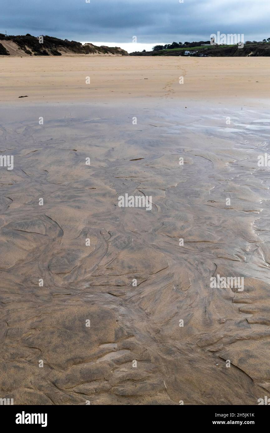 Hayle Towans beach and The Bluff. Large beach and rocks looking out to ...
