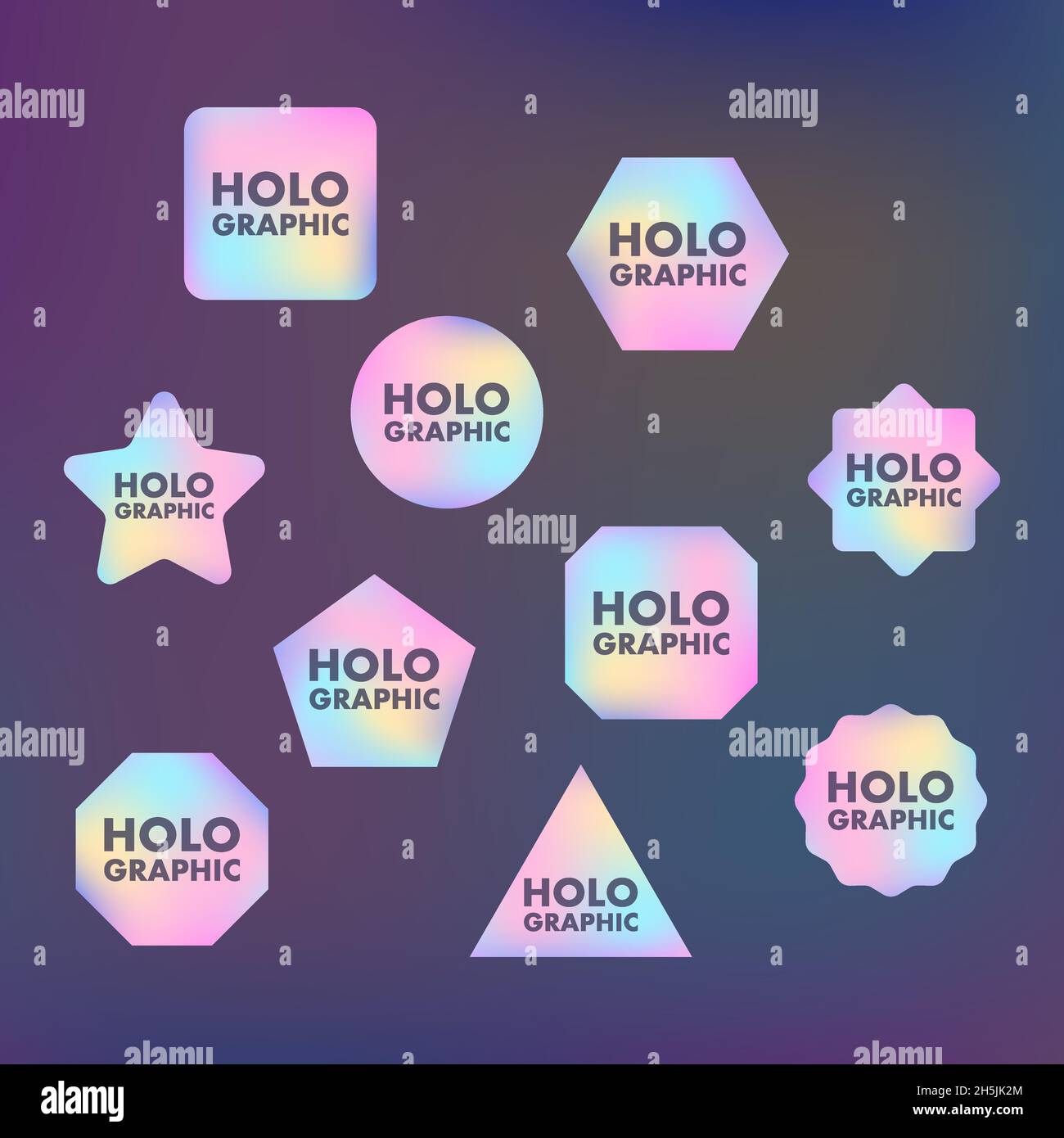 Holographic stickers. Blank rainbow shiny emblems. Vector stock ...