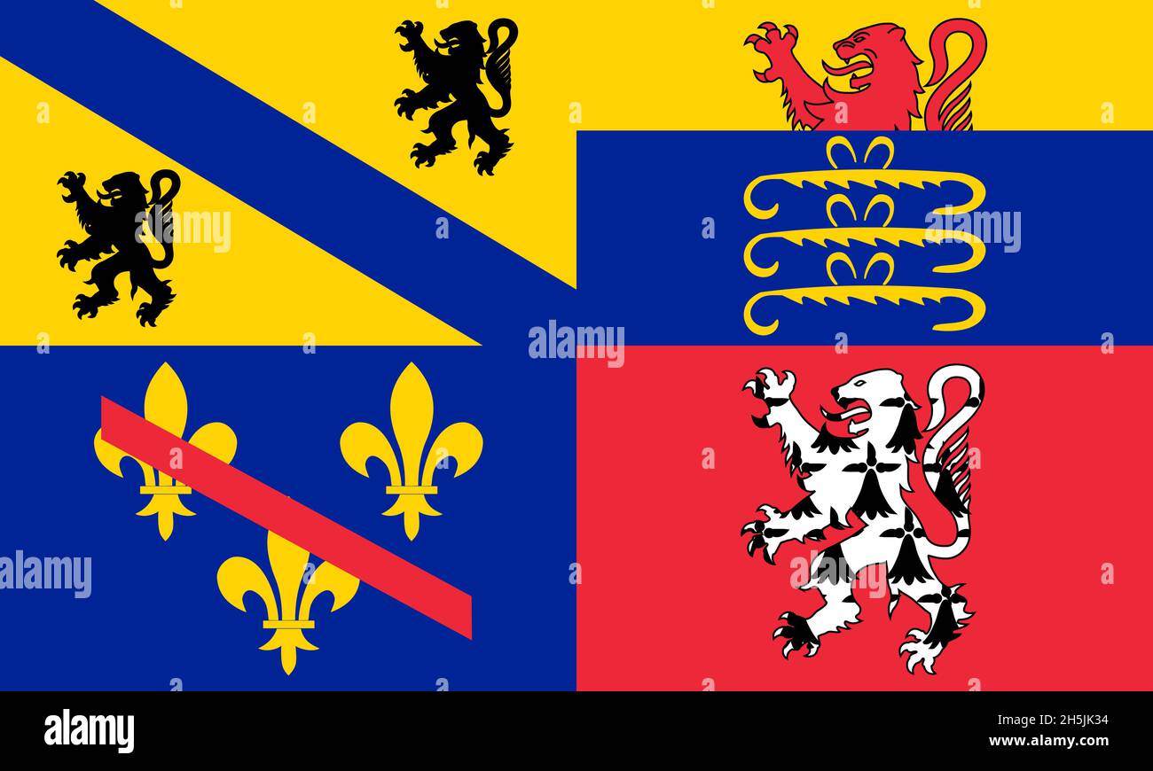 Top view of flag Ain, France. French patriot and travel concept. no ...