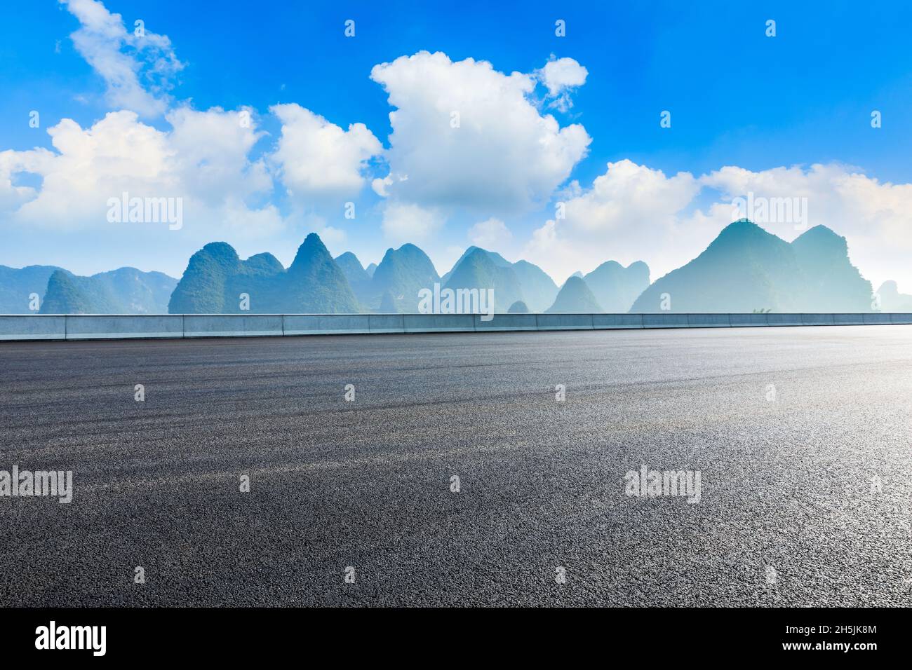 Asphalt highway and green mountain natural scenery in Guilin,China ...