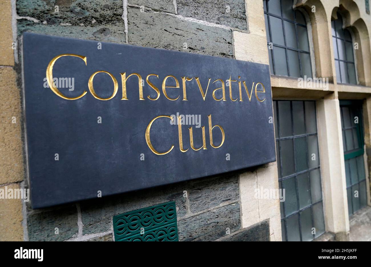 A view of the Conservative club in Tavistock, Devon, in the Torridge ...