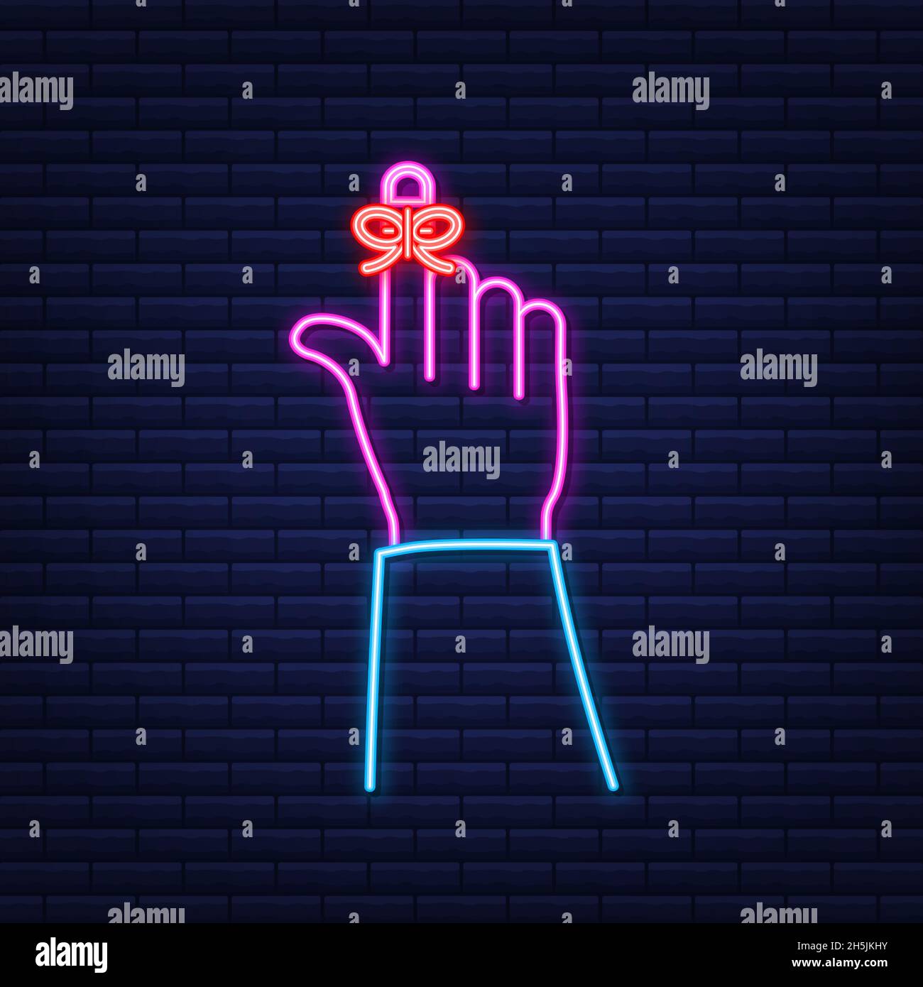 Dont Forget reminder. Rope bow on finger pointing. Vector stock ...