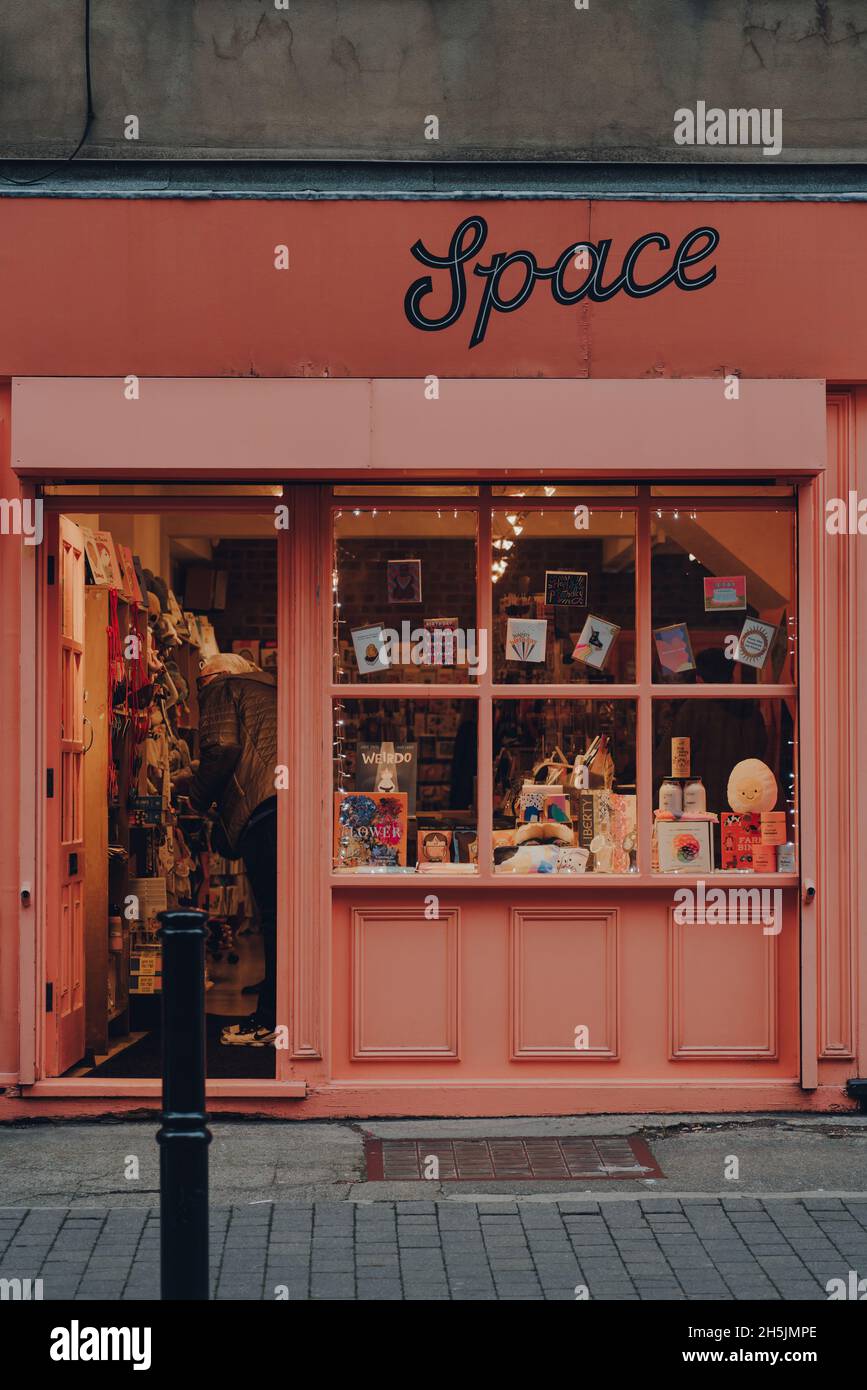 London, UK - October 23, 2021: Facade of the Space gift shop in Exmouth ...