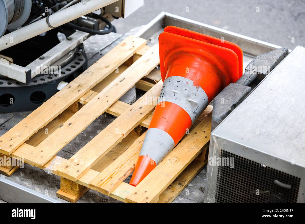 Electricity warning cone hi-res stock photography and images - Alamy