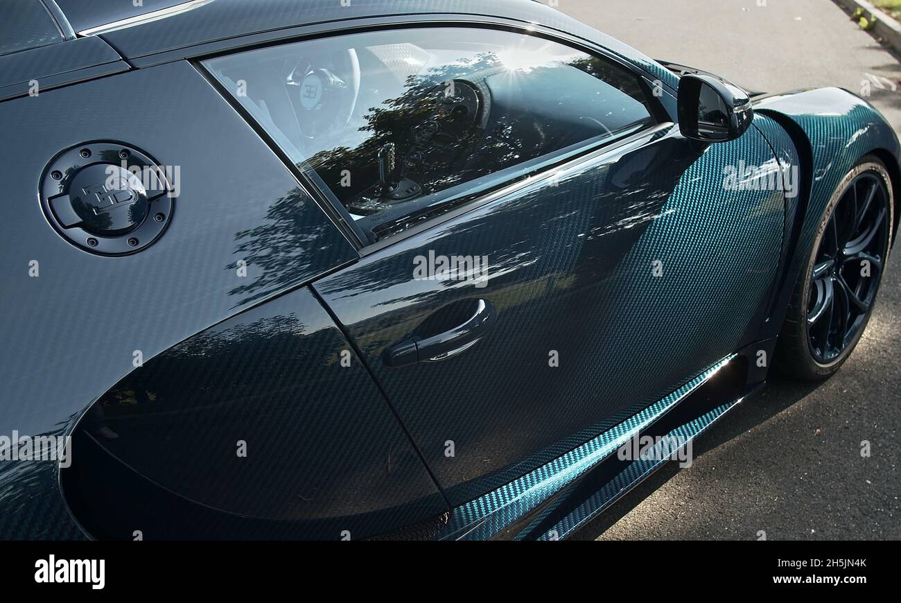 MUNICH, GERMANY - Oct 13, 2021: The details of a Bugatti Veyron Stock ...