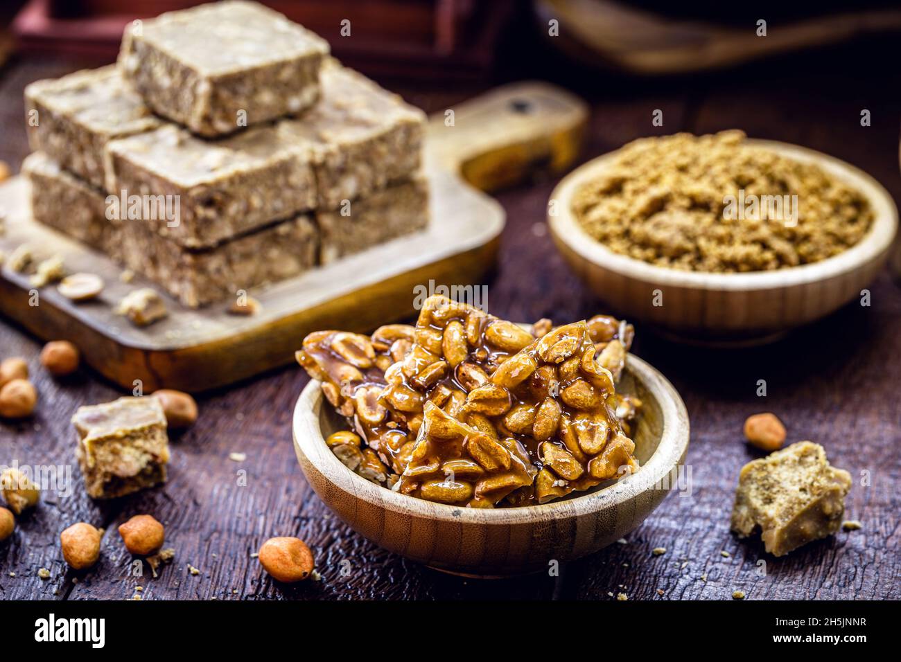 Brazilian peanut candy called "pé de moleque", made with ground ...