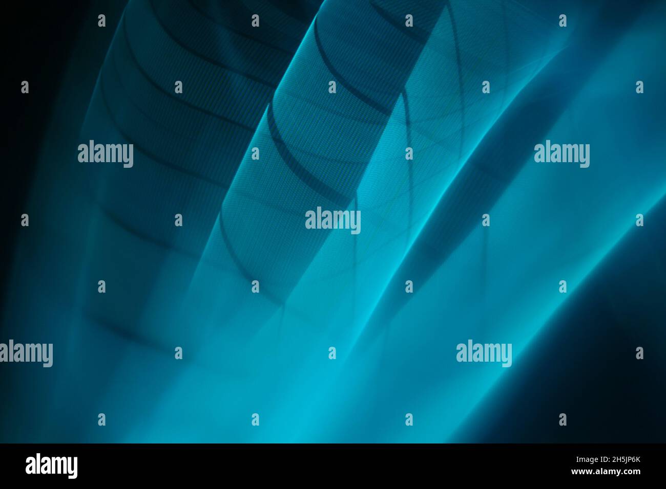 Incredible reflected blue neon light layers on black background Stock ...