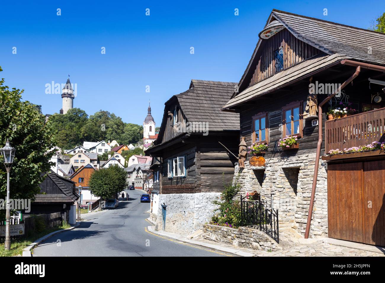 Traditional architecture and castle Stramberk, Moravia, Czech republic ...