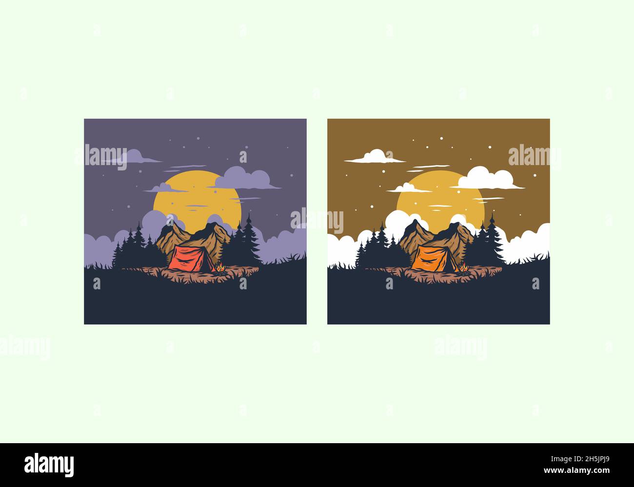 illustration drawing of overnight camping design Stock Vector Image ...