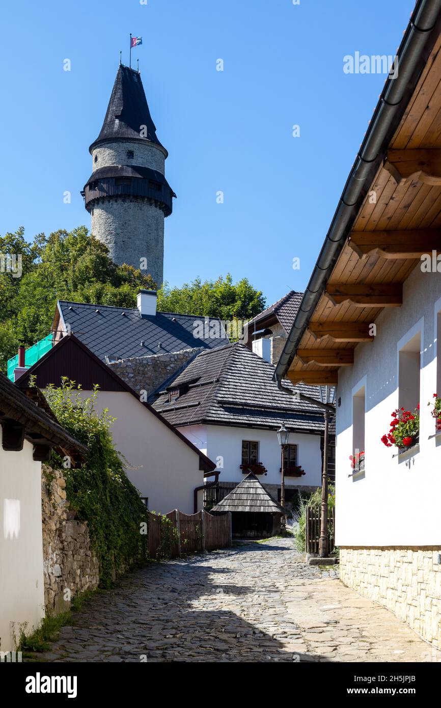Traditional architecture and castle Stramberk, Moravia, Czech republic ...
