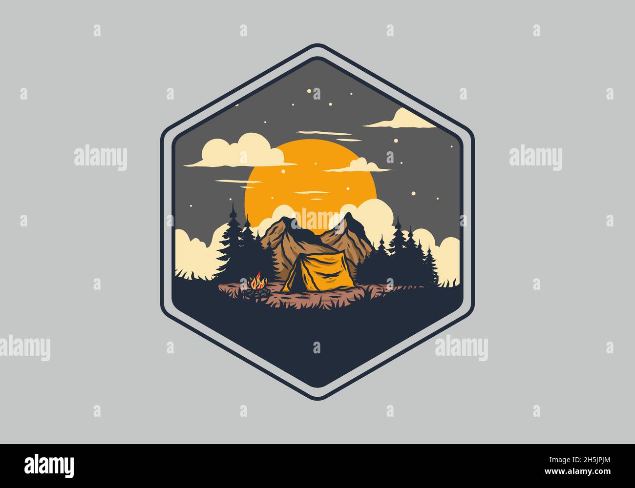 illustration drawing of overnight camping design Stock Vector Image ...