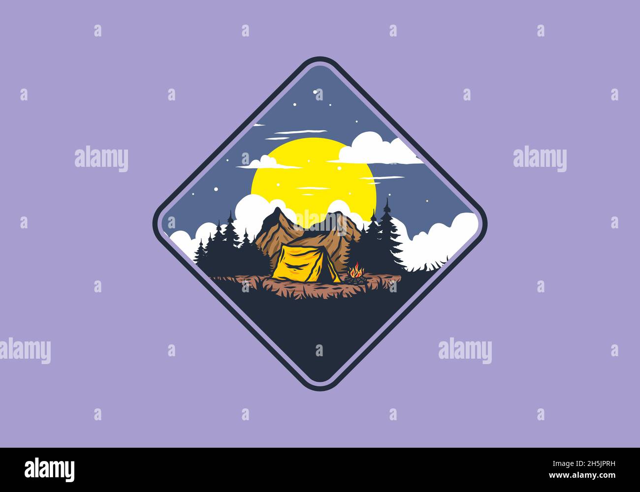 illustration drawing of overnight camping design Stock Vector Image ...
