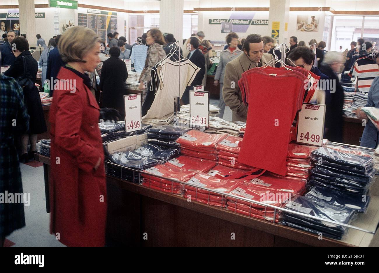London 1982. Interior of a department store StMichael in London with ...