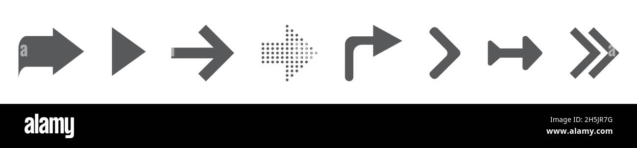 Black modern arrows set isolated on white background. UI and web design ...