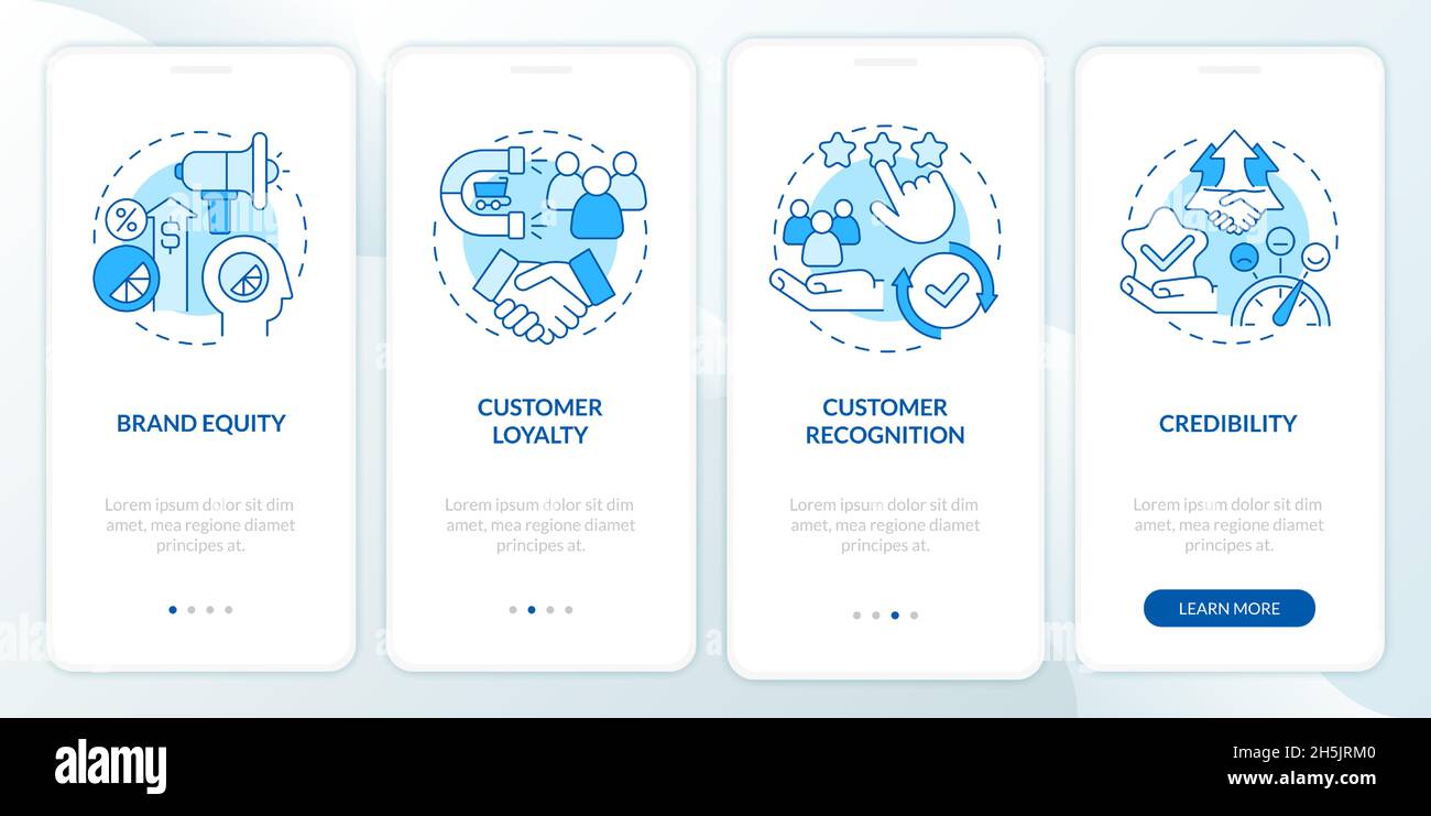 Branding benefits blue onboarding mobile app page screen Stock Vector Image & Art - Alamy