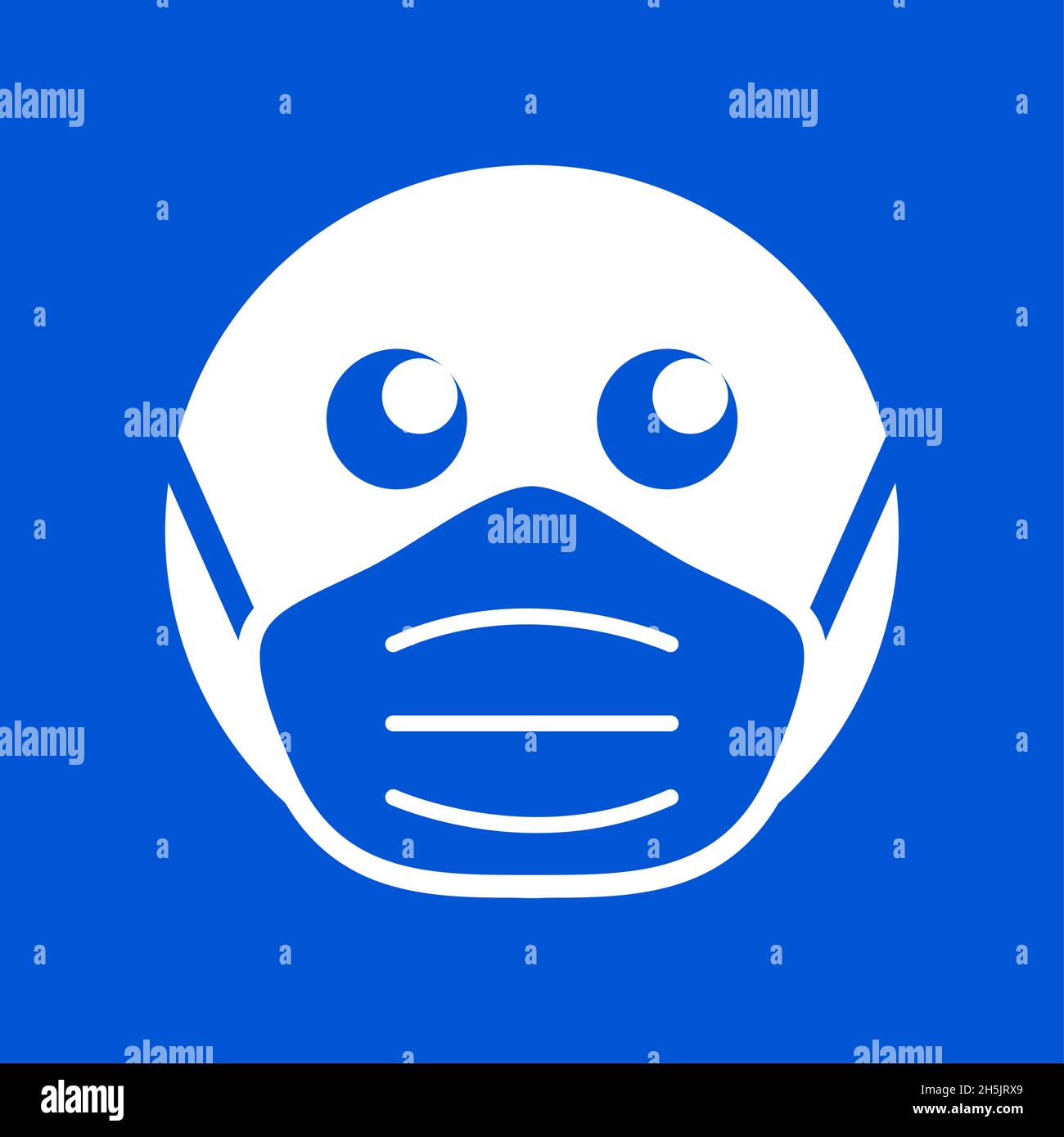 Wear a Mask Warning Sign Showing a Face with a Facemask Icon. Vector ...
