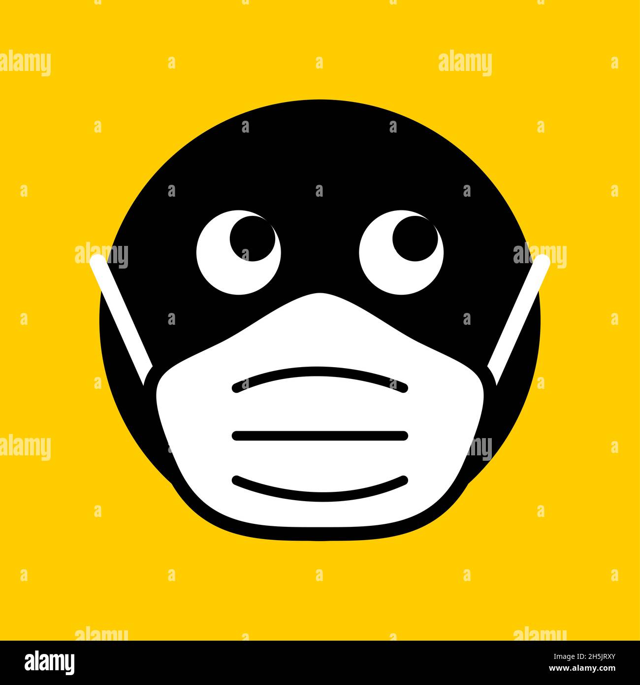 Wear a Mask Warning Sign Showing a Face with a Facemask Icon. Vector ...