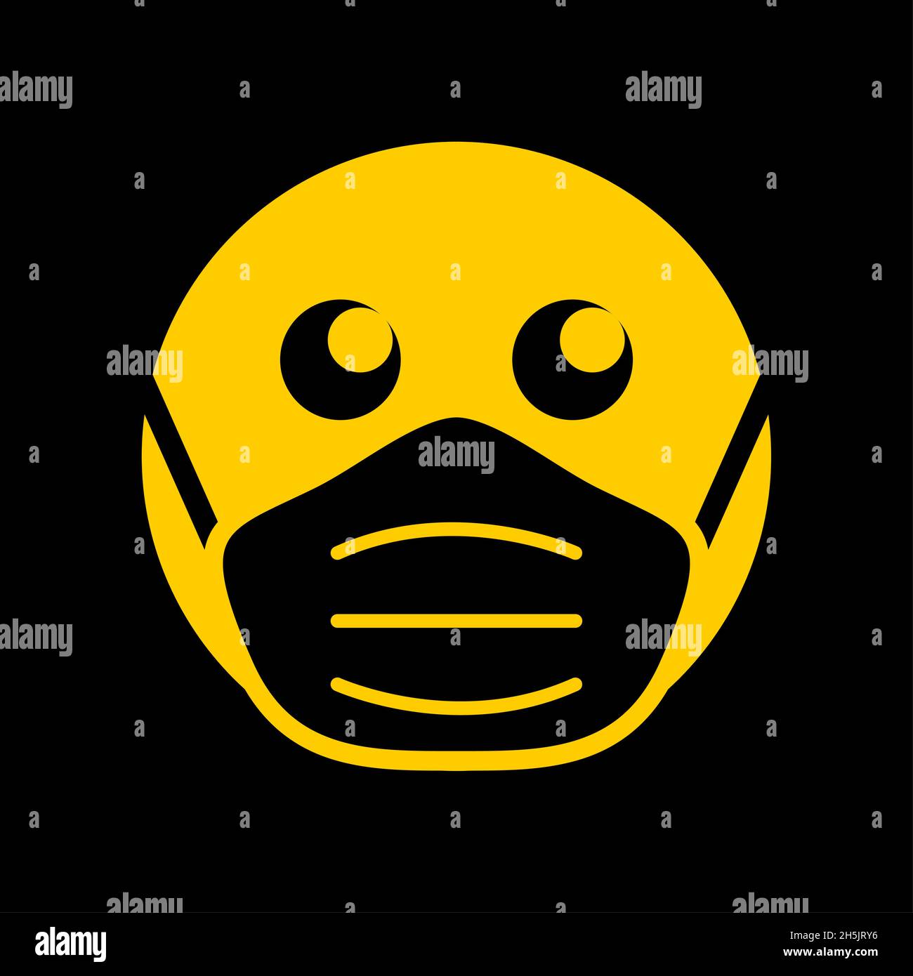 Wear a Mask Warning Sign Showing a Face with a Facemask Icon. Vector ...