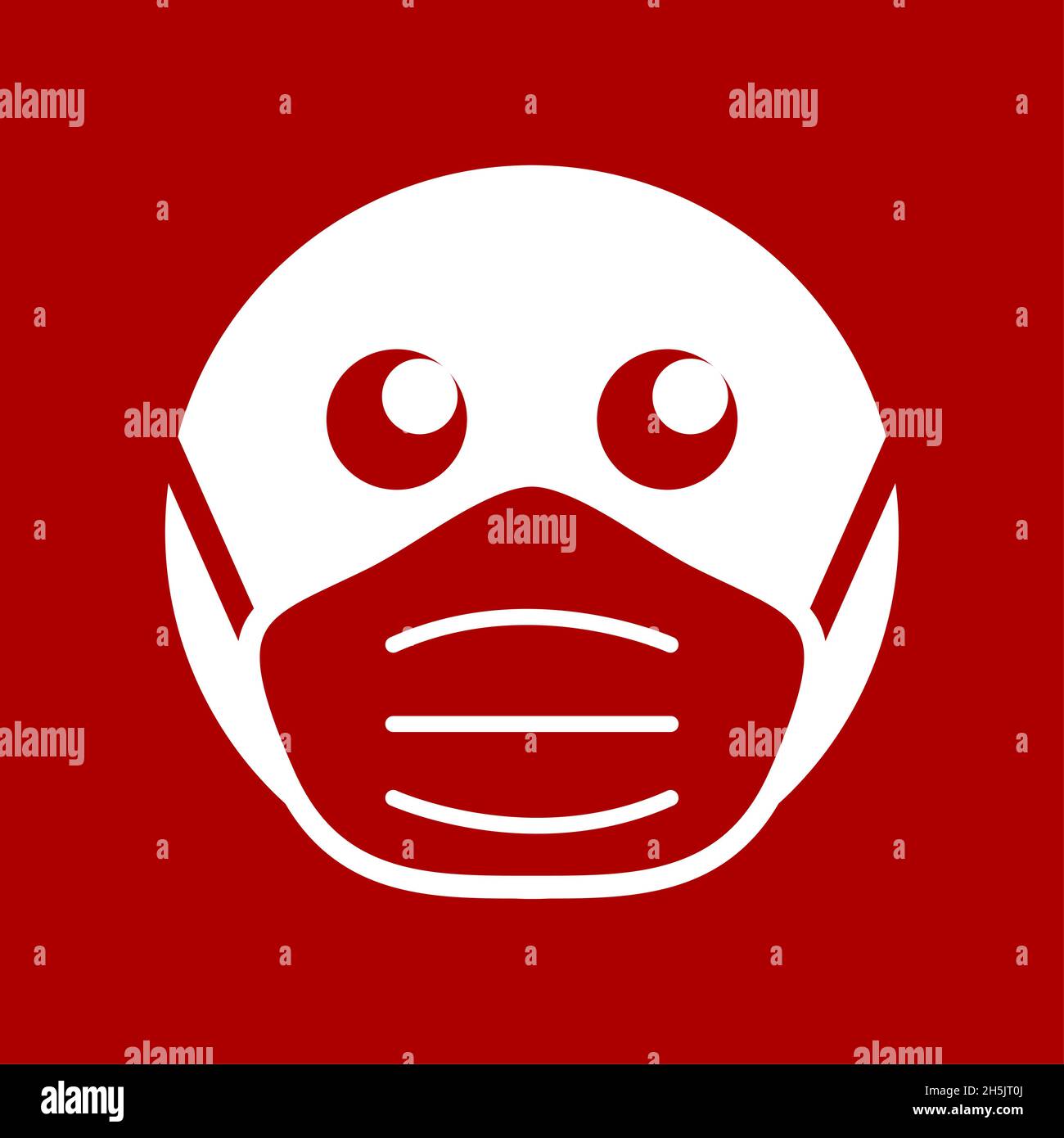 Wear a Mask Warning Sign Showing a Face with a Facemask Icon. Vector ...