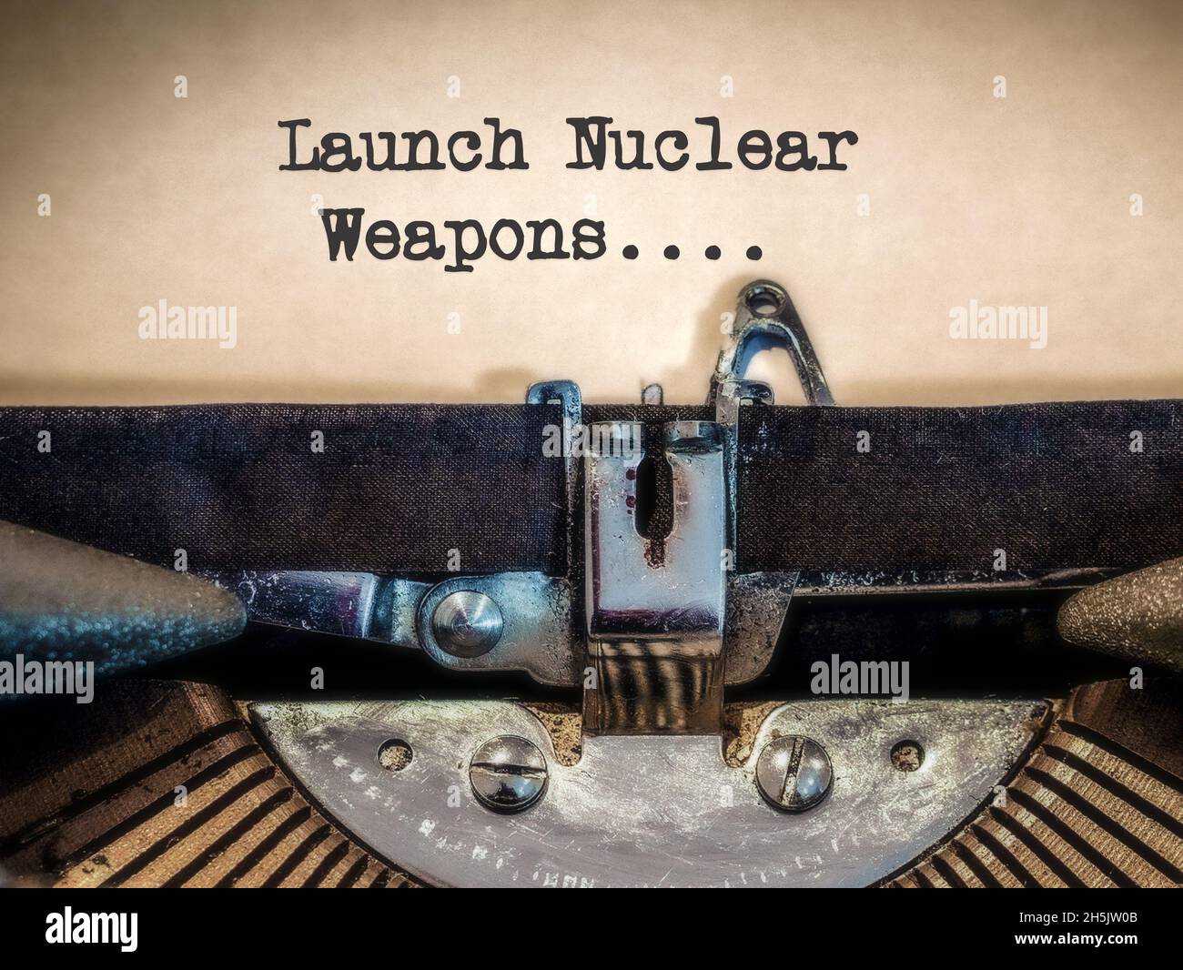 Launch Nuclear Weapons printed on a classic Typewriter Stock Photo - Alamy