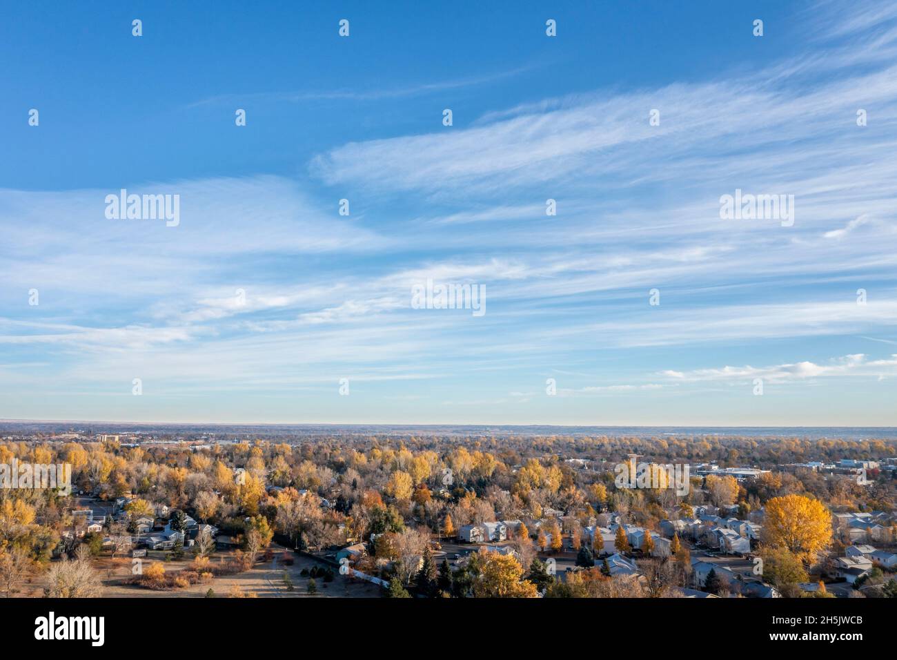 residential area of Fort Collins in northern Colorado in late fall ...