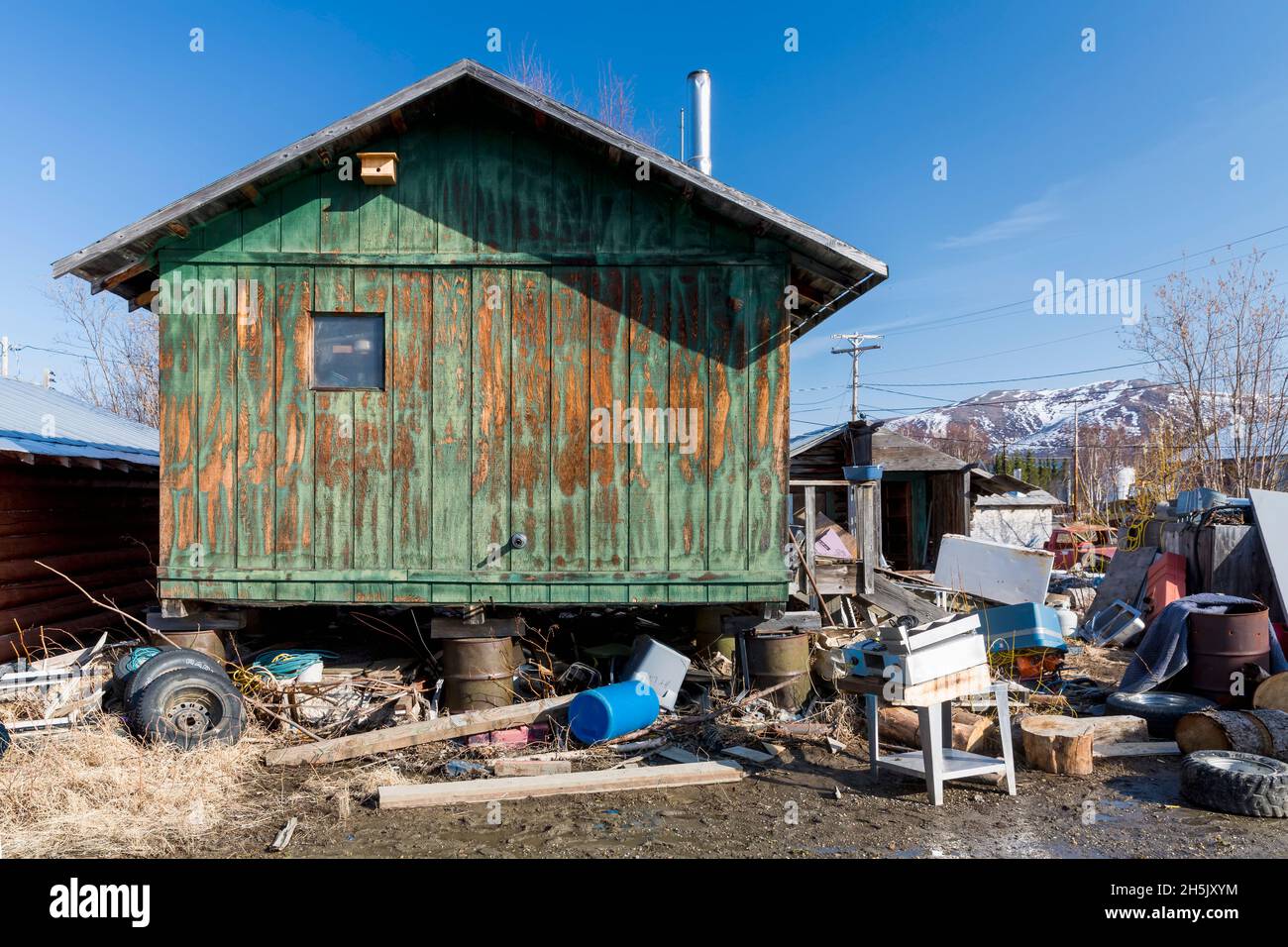 Most of the modern homes in the village of Kobuk are elevated on ...