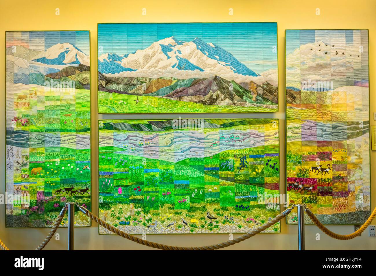 Large quilts of Mount Denali (McKinley) by Ree Nancarrow in the Eielson ...