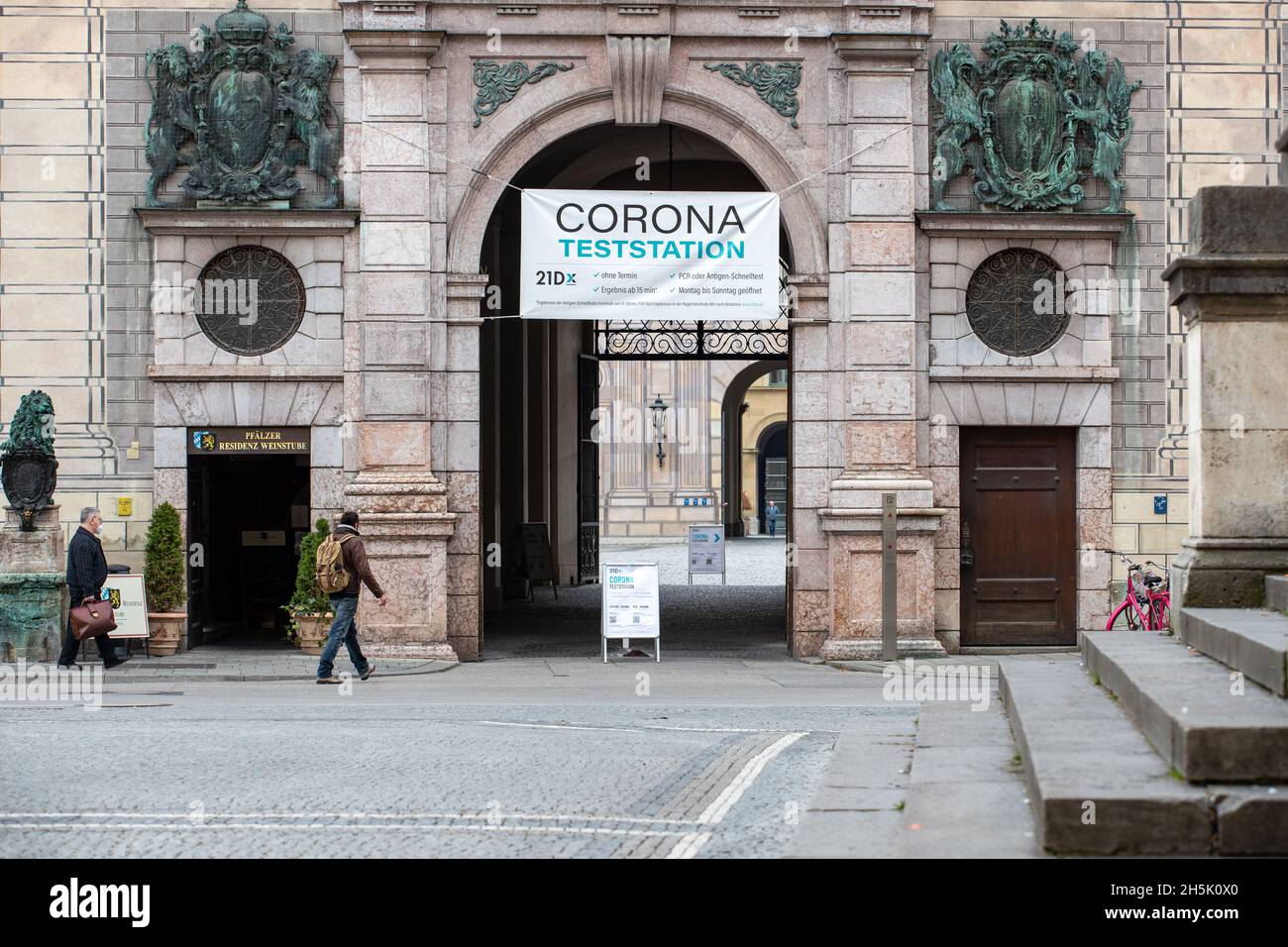 Covid test station. Downtown of Munich, Germany. On November 10, 2021 ...