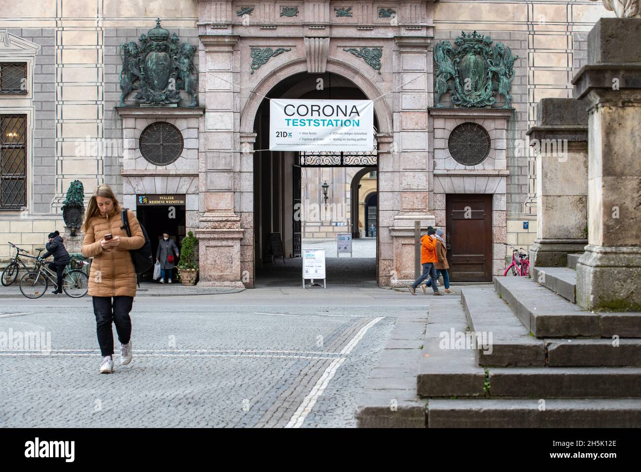Covid test station. Downtown of Munich, Germany. On November 10, 2021 ...