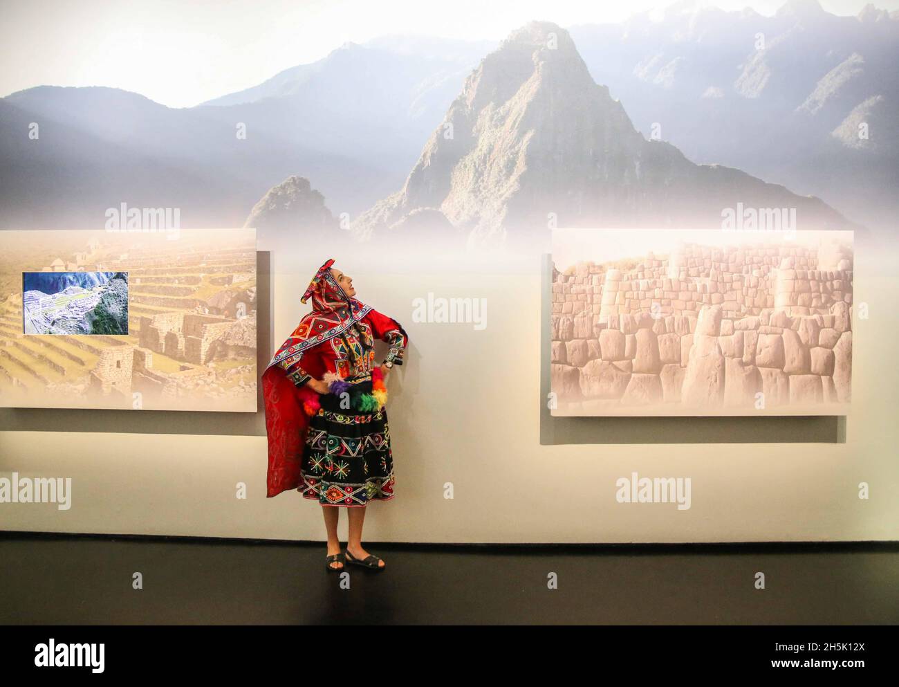 London UK 10 November 2021 Alexandra Fabian with a traditional costume ...