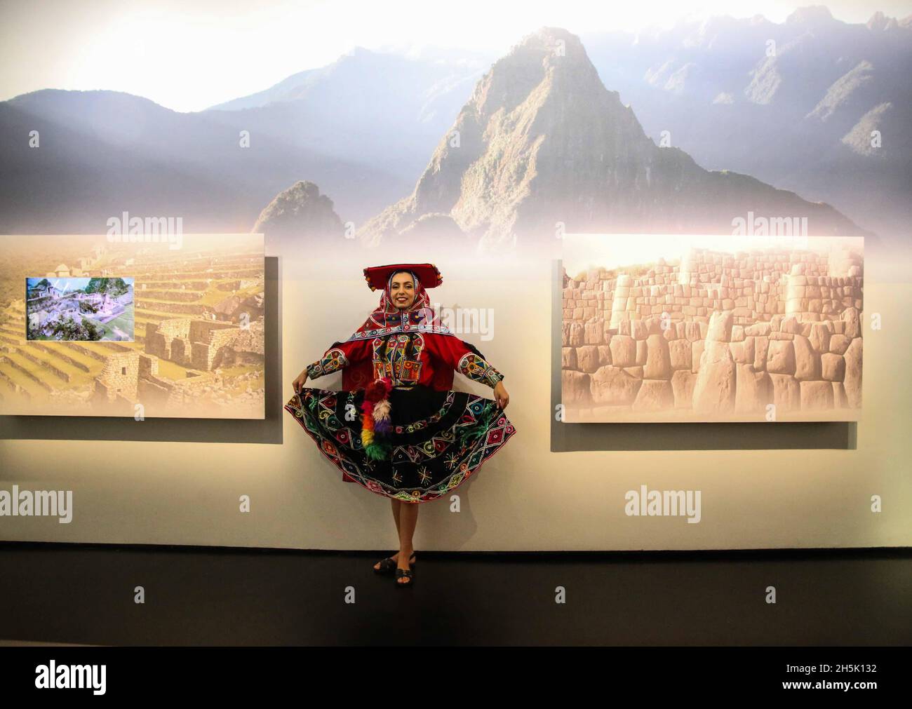 London UK 10 November 2021 Alexandra Fabian with a traditional costume ...