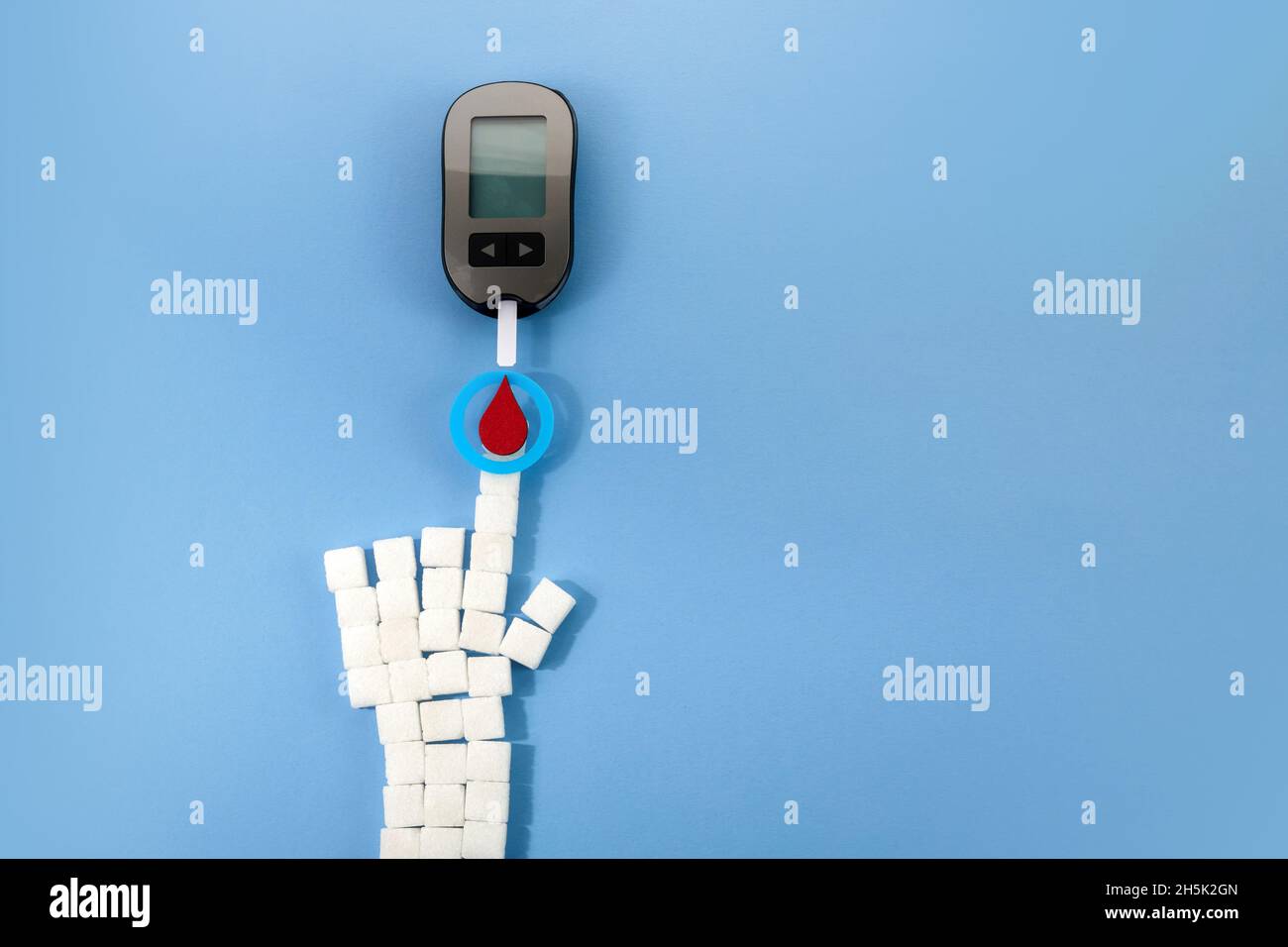 World diabetes day concept. Red blood drop in circle with Blood glucose ...